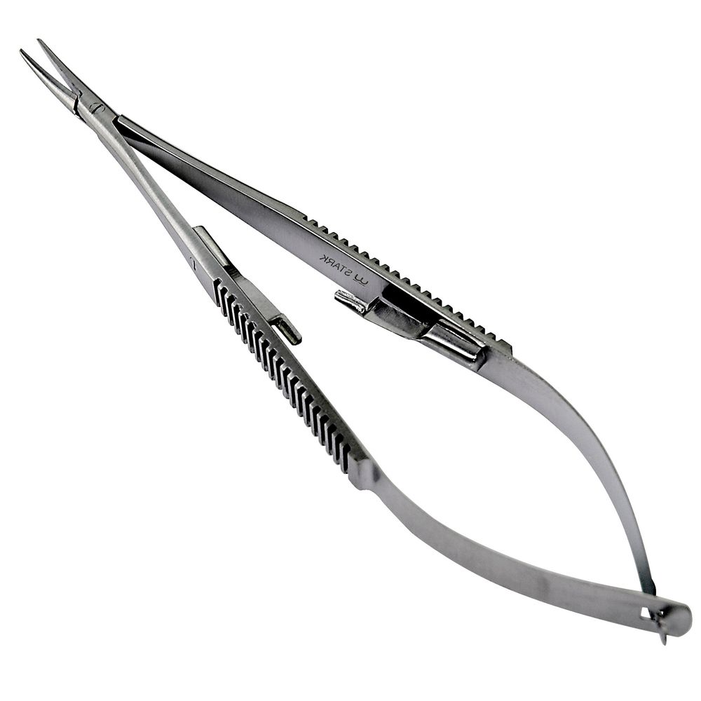 Porta Agulha Castroviejo Curvo com Trava 14cm STARK - Fibra Cirúrgica ...