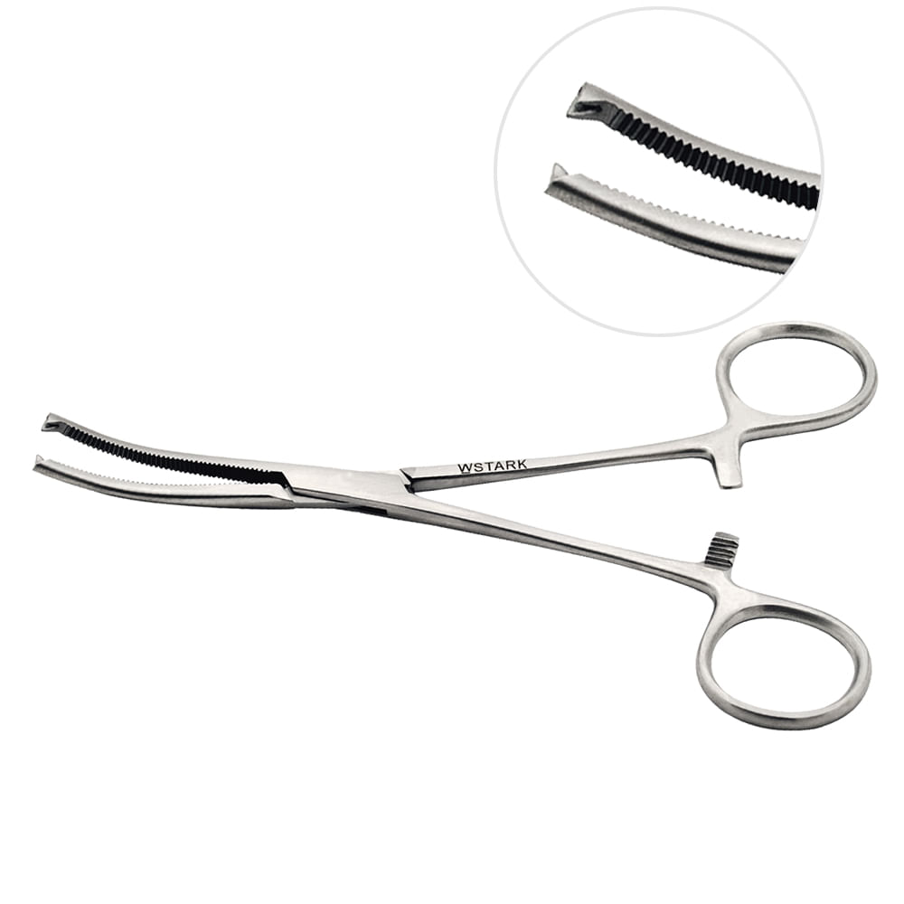 Pinça Kocher Curva 1x2 Dentes 14cm STARK - Fibra Cirúrgica - FibraCirurgica